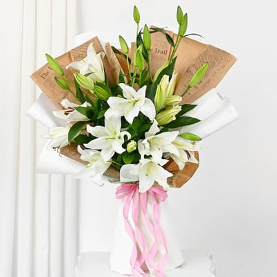 Snow White Lilies: Order Flowers Online | Interflora India | ID1433274